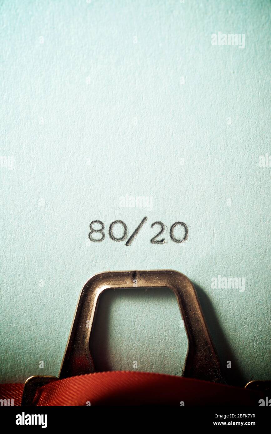 80 20 text written on a paper Stock Photo - Alamy