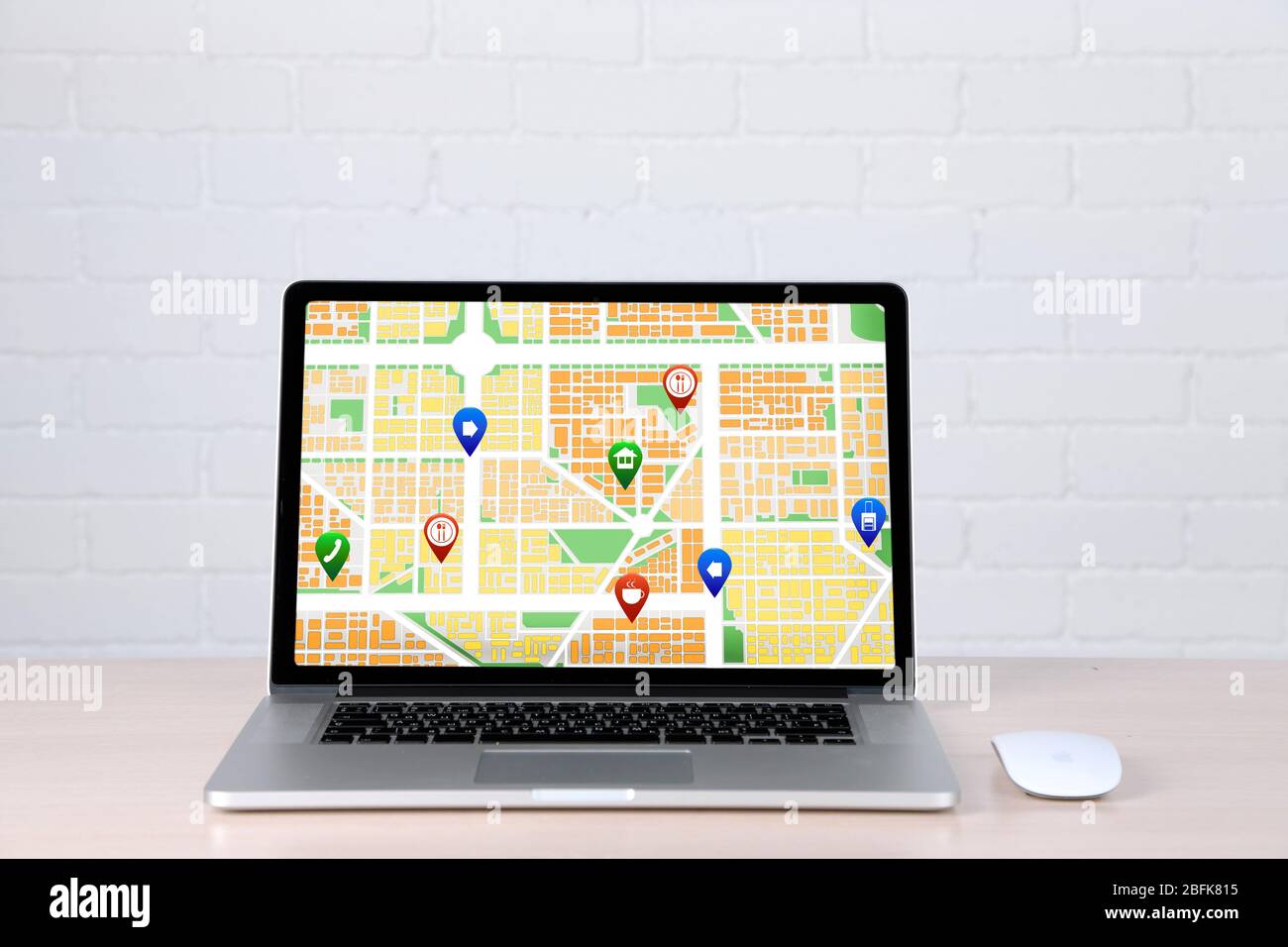 Modern laptop with map gps navigation application Stock Photo - Alamy