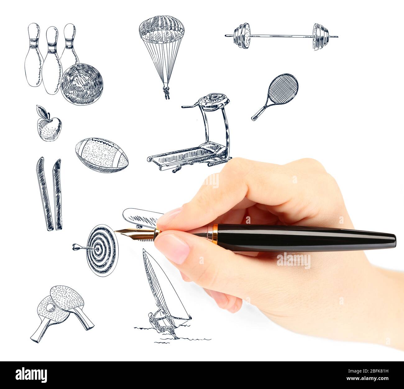 Female hand draw with pen isolated on white Stock Photo - Alamy
