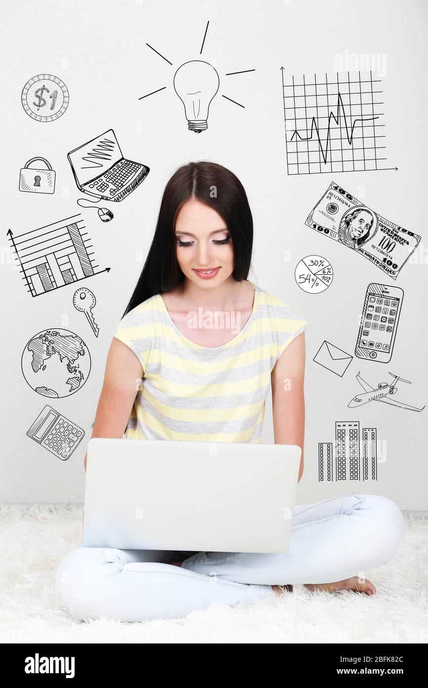 Young woman thinking of her plans Stock Photo - Alamy