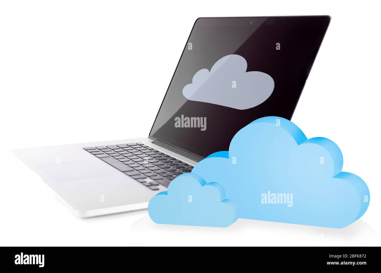 Laptop with clouds. Cloud computing concept Stock Photo - Alamy
