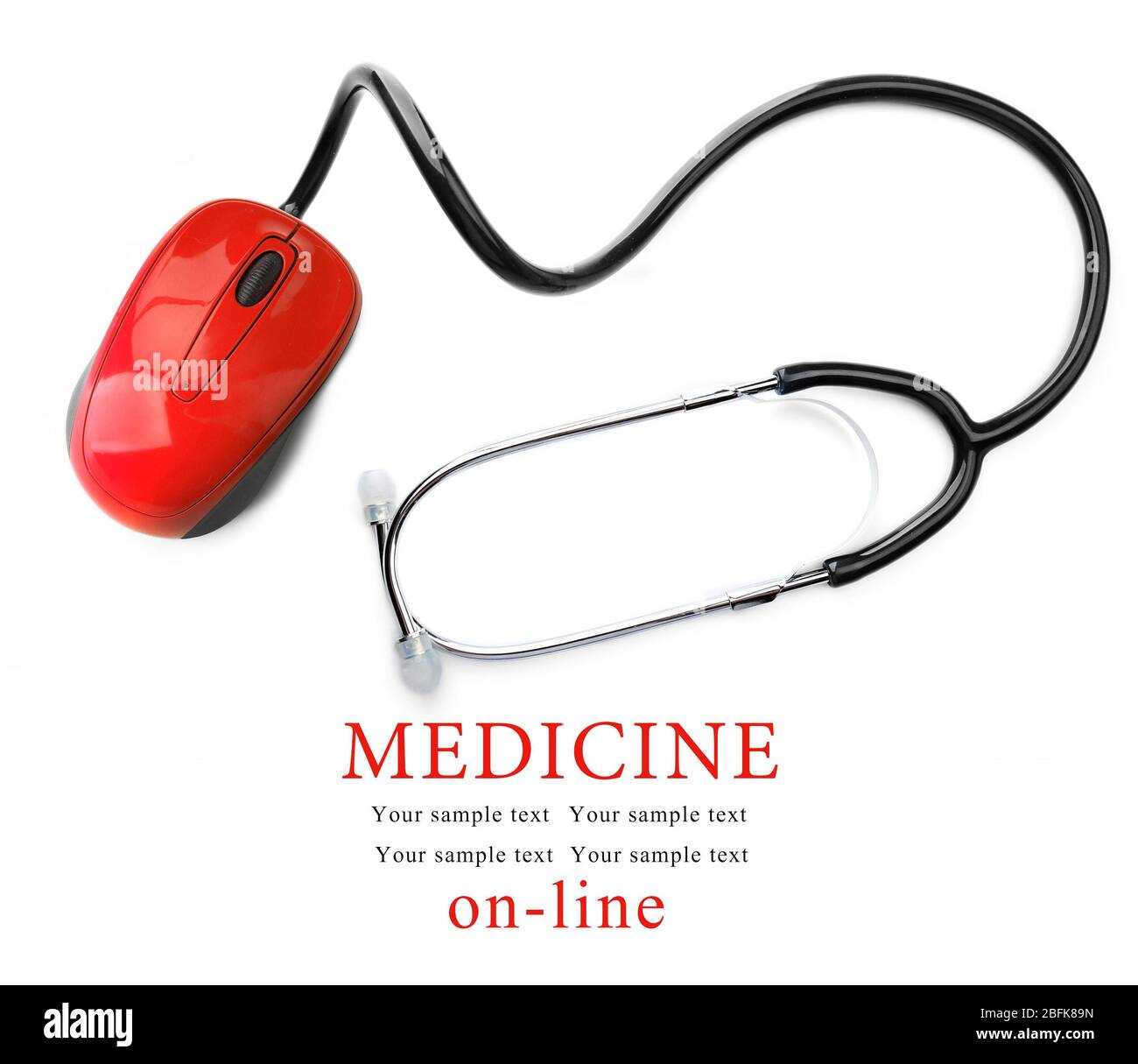 Stethoscope with computer mouse isolated on white. Medical online ...