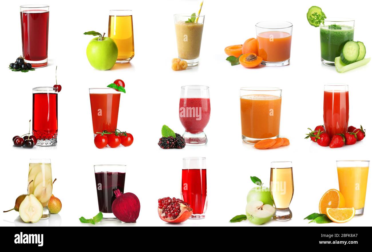 Different juices, isolated on white Stock Photo - Alamy