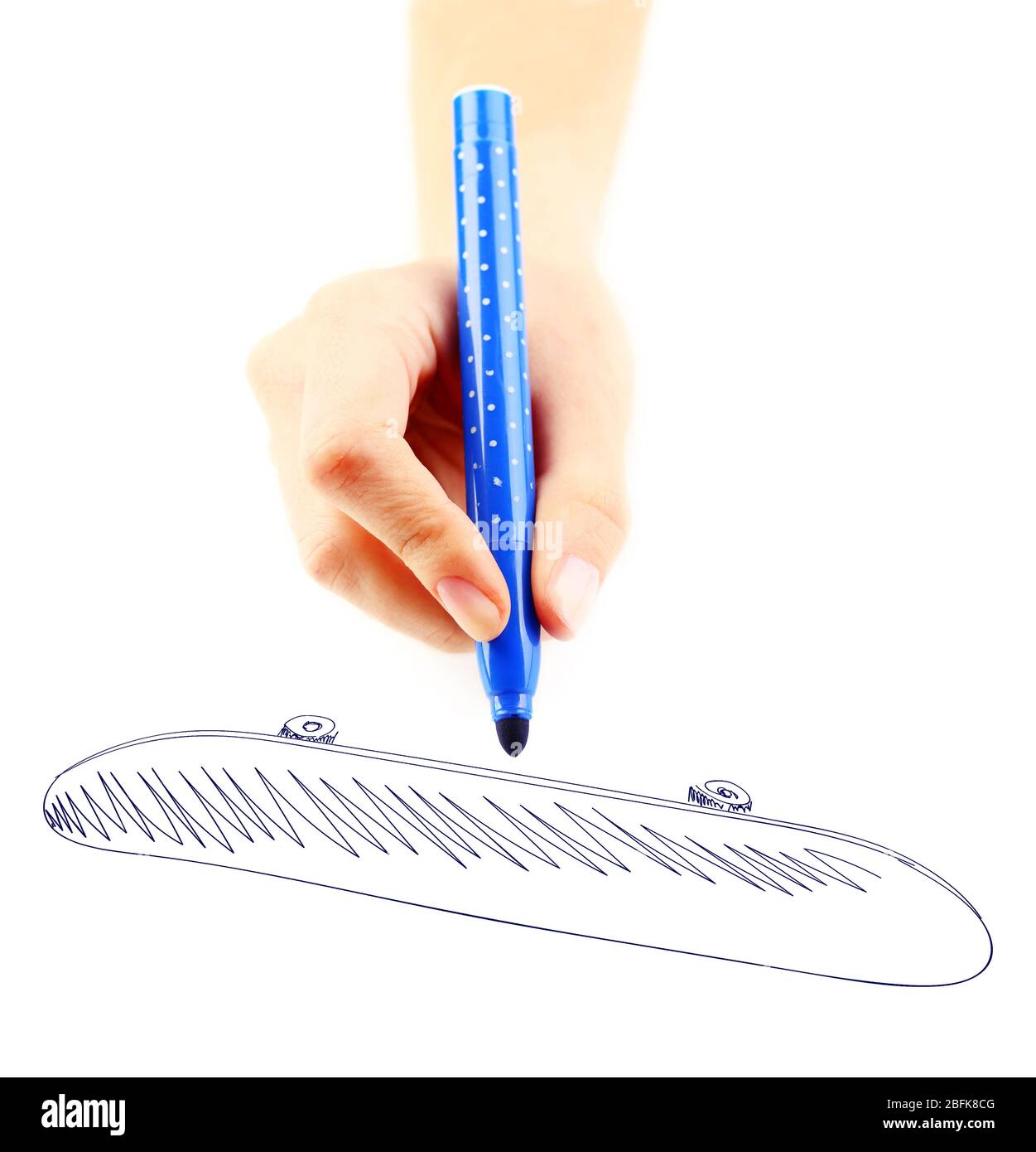 Female hand draw with marker isolated on white Stock Photo - Alamy