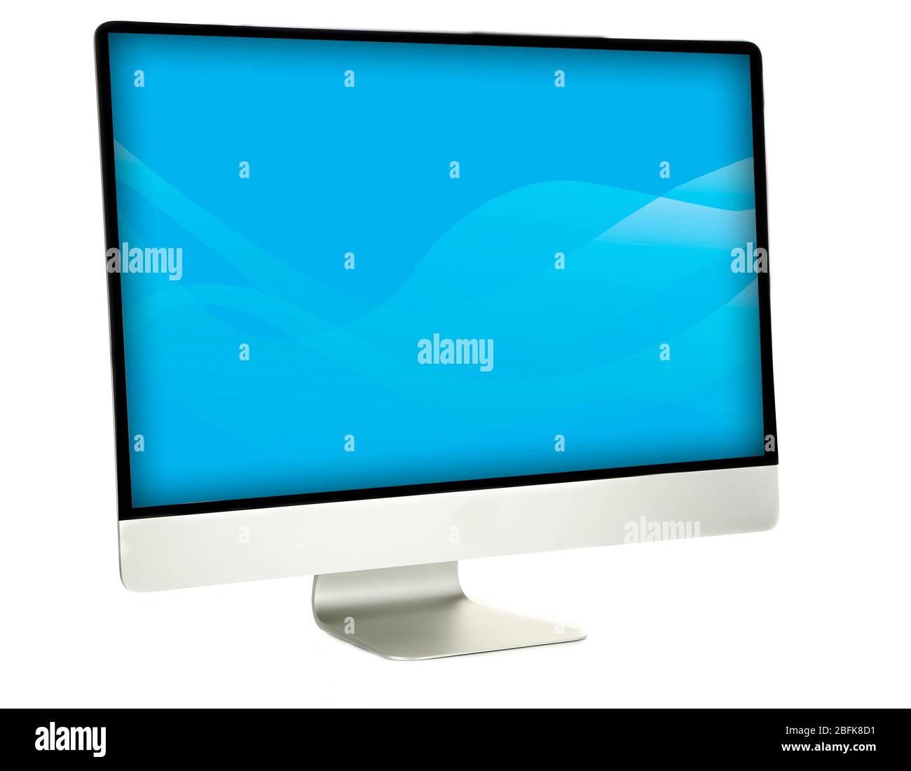 New modern computer with blue splash screen, isolated on white Stock ...