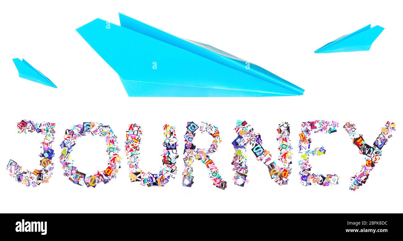 Journey concept. Origami paper airplane isolated on white Stock Photo ...
