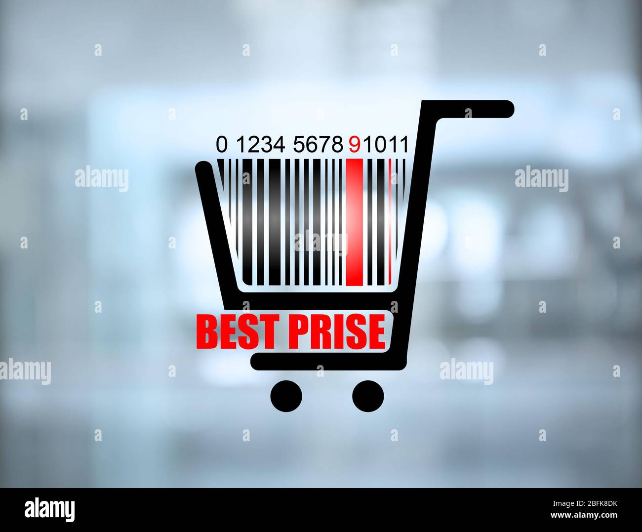Shopping basket with bar code, on abstract background, vector image ...
