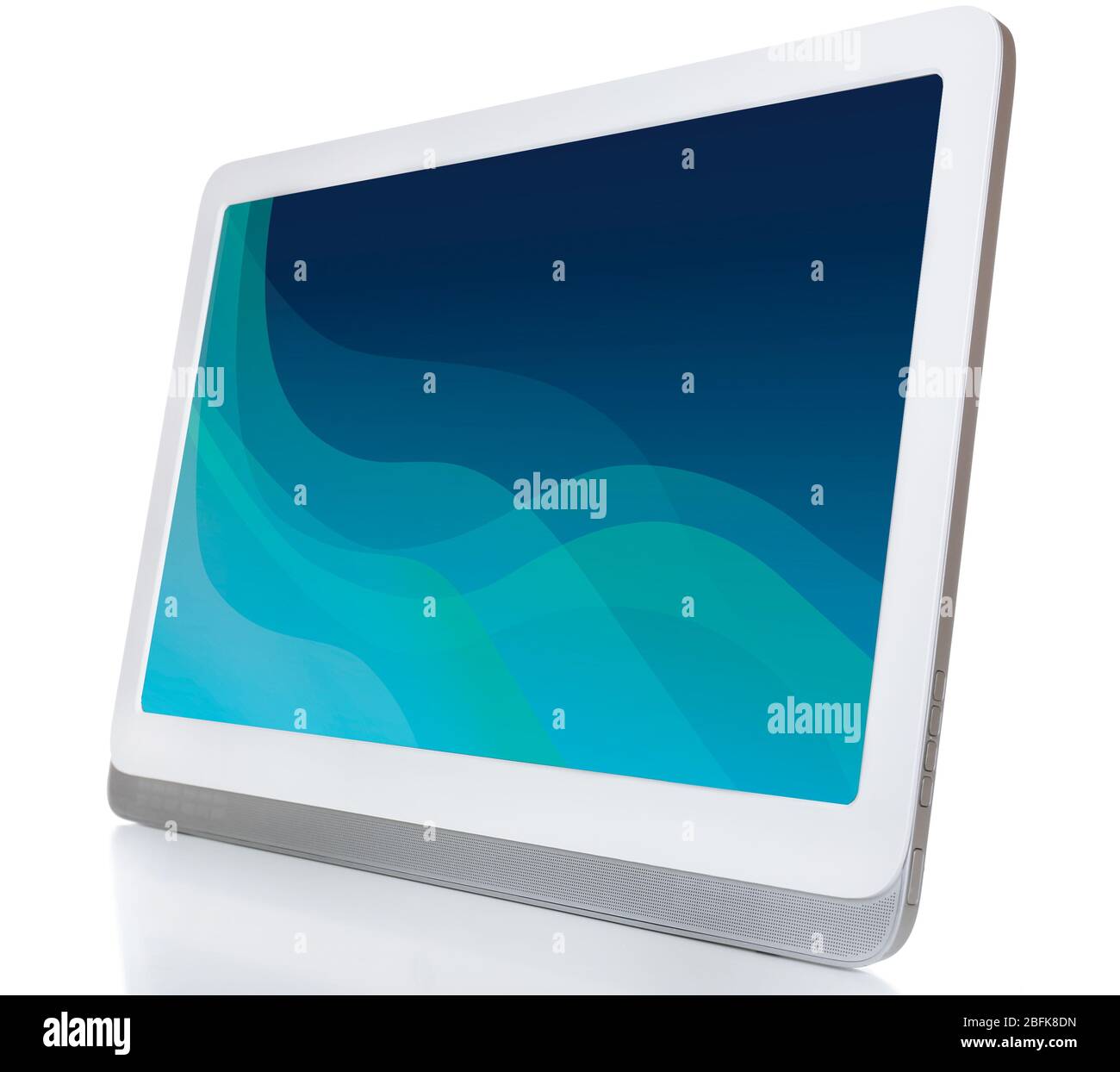 Modern tablet pc with blue splash screen isolated on white Stock Photo ...