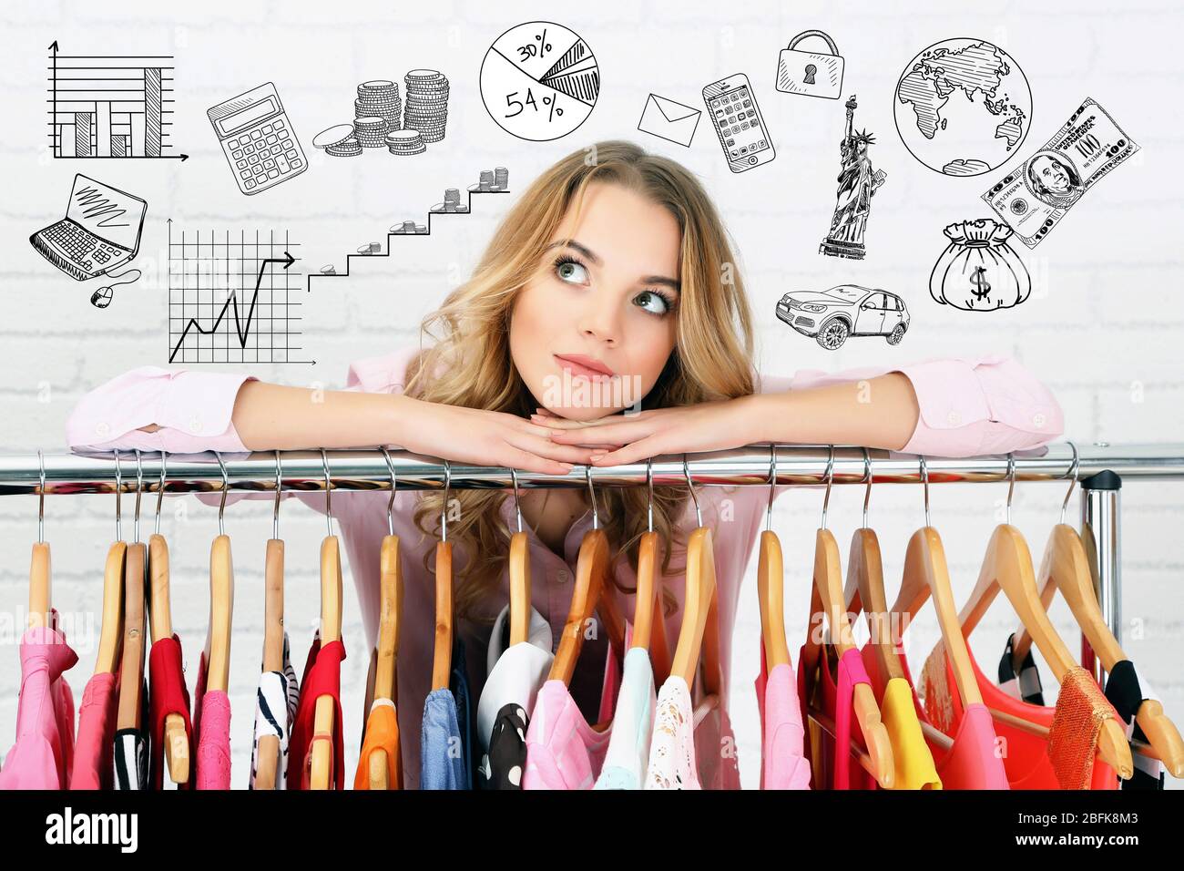 Young woman thinking of her plans Stock Photo - Alamy