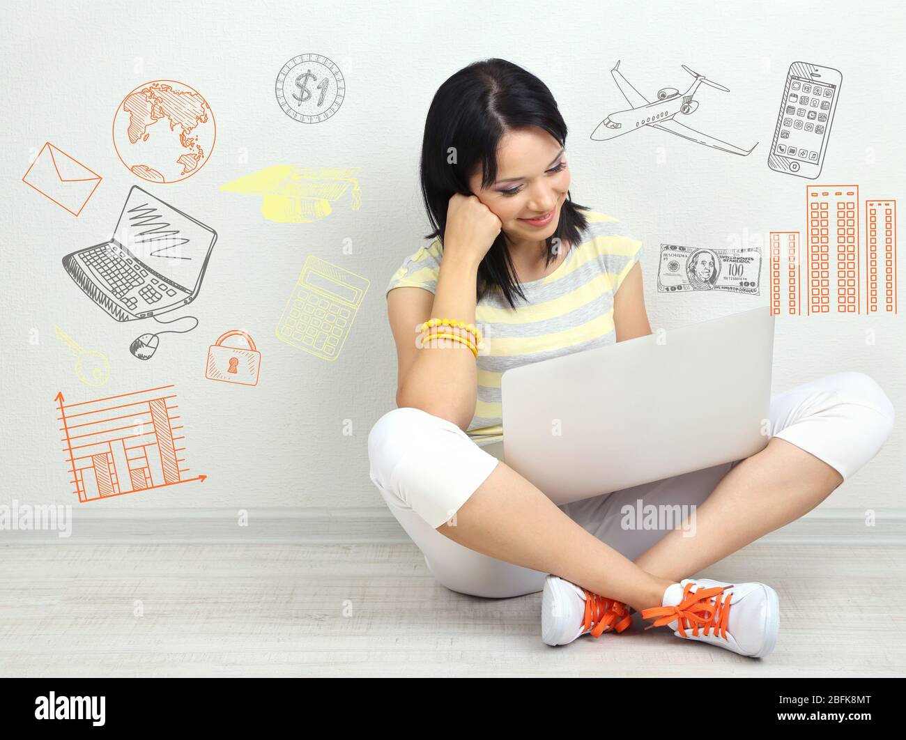 Young woman thinking of her plans Stock Photo - Alamy