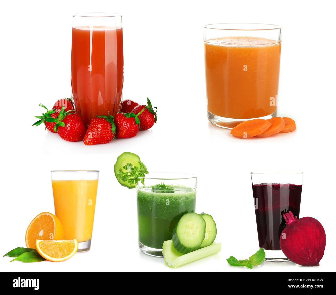 Different juices, isolated on white Stock Photo - Alamy