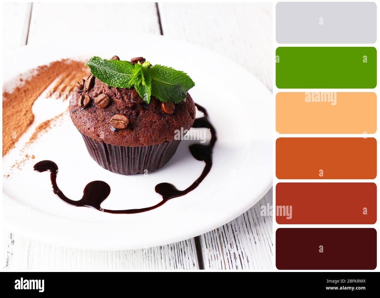 Chocolate muffin and palette of colors Stock Photo - Alamy