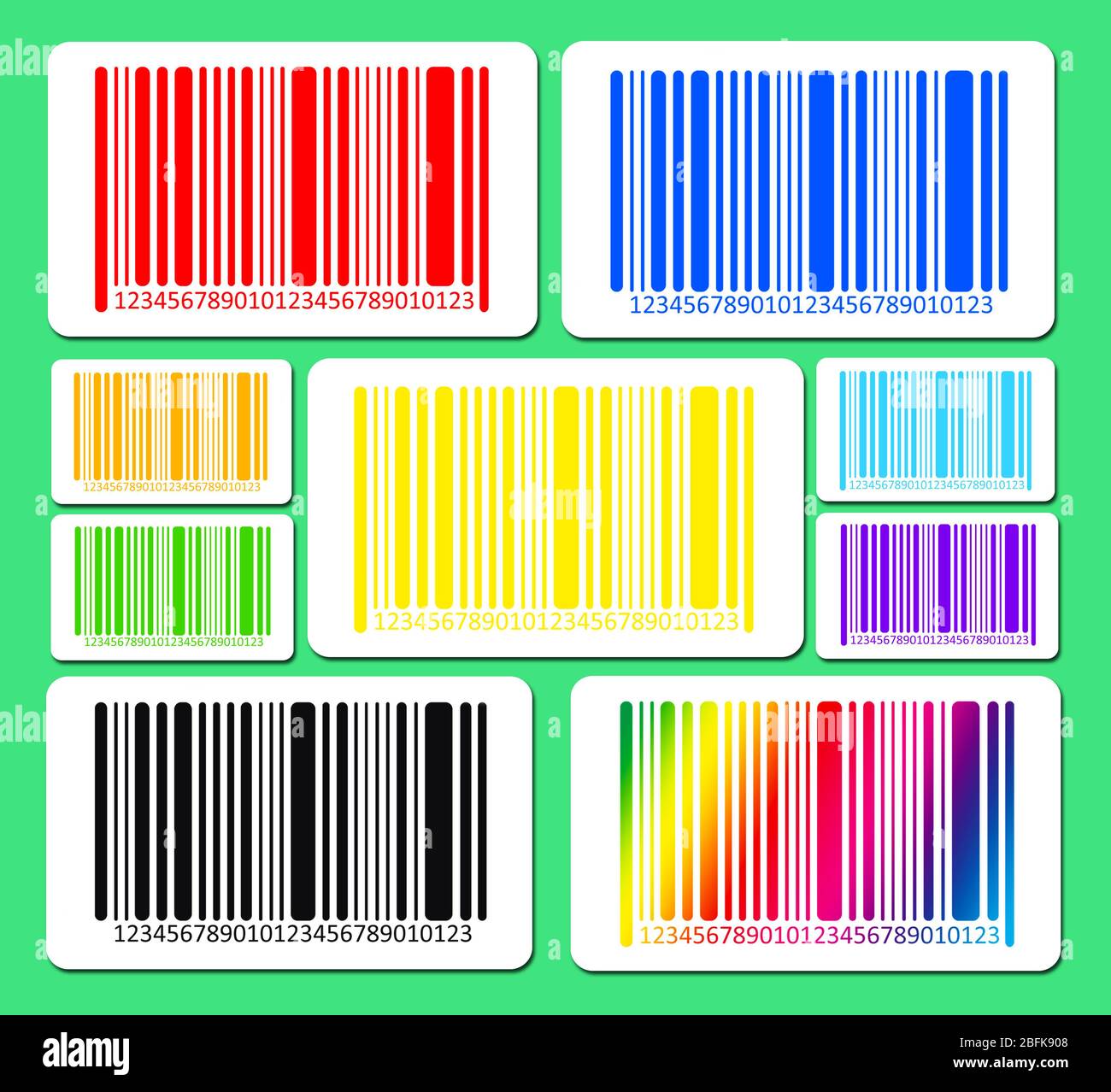 Bright bar codes on green background. Vector image Stock Photo - Alamy