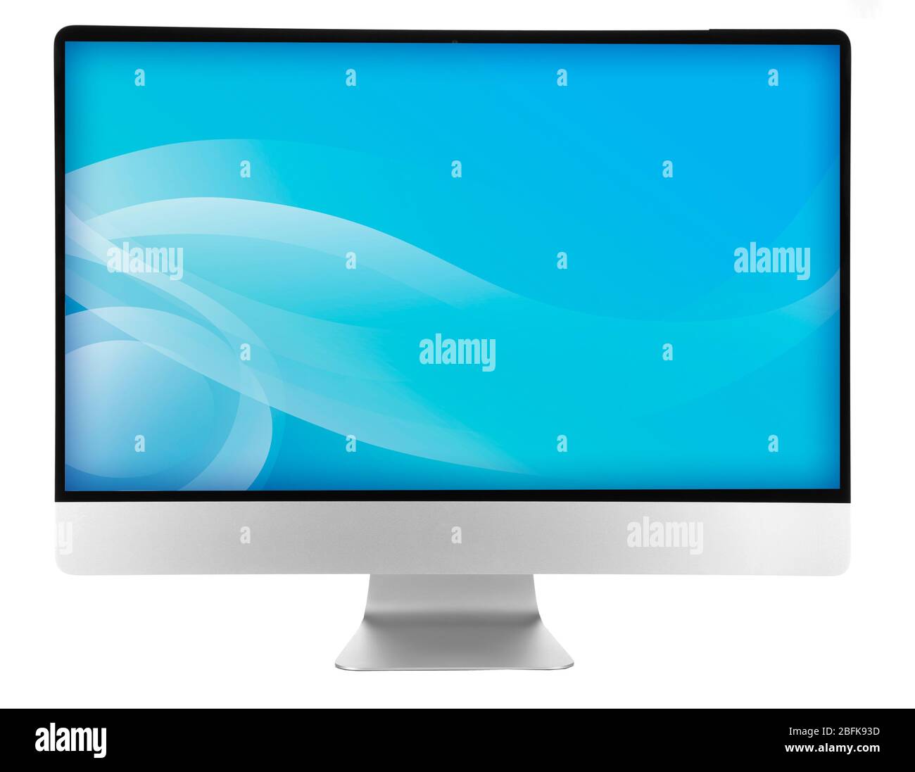 New modern monitor with blue splash screen, isolated on white Stock ...