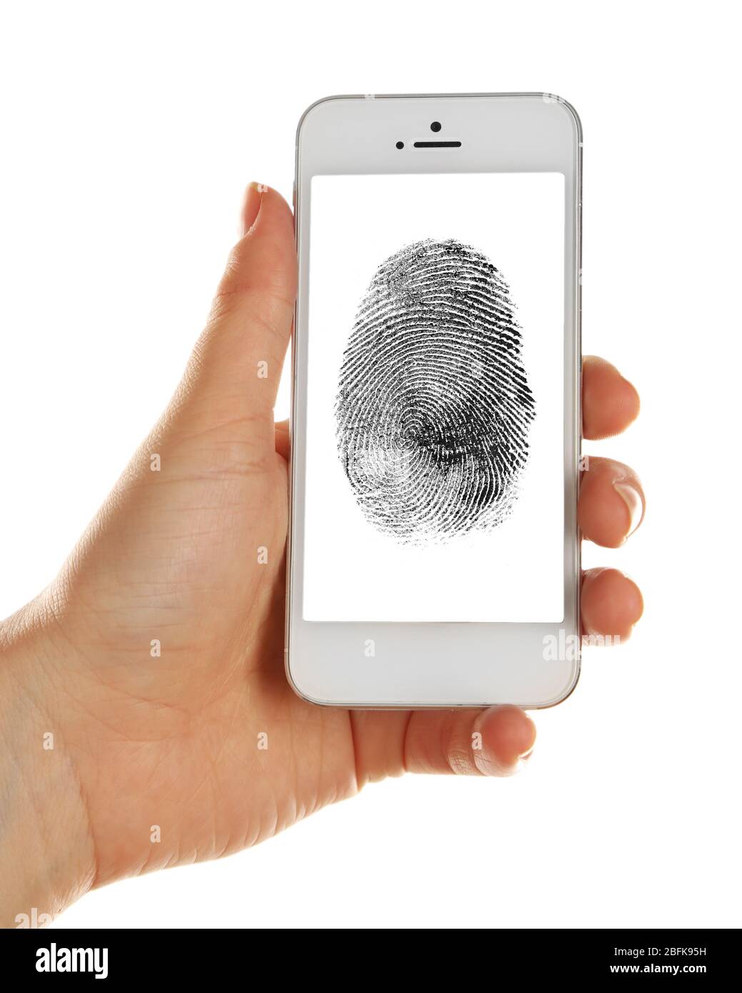 Fingerprint on screen of smartphone. Mobile security concept Stock ...
