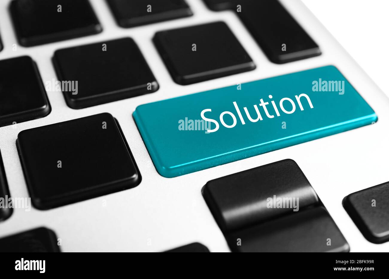 Close up of Solution keyboard button Stock Photo - Alamy