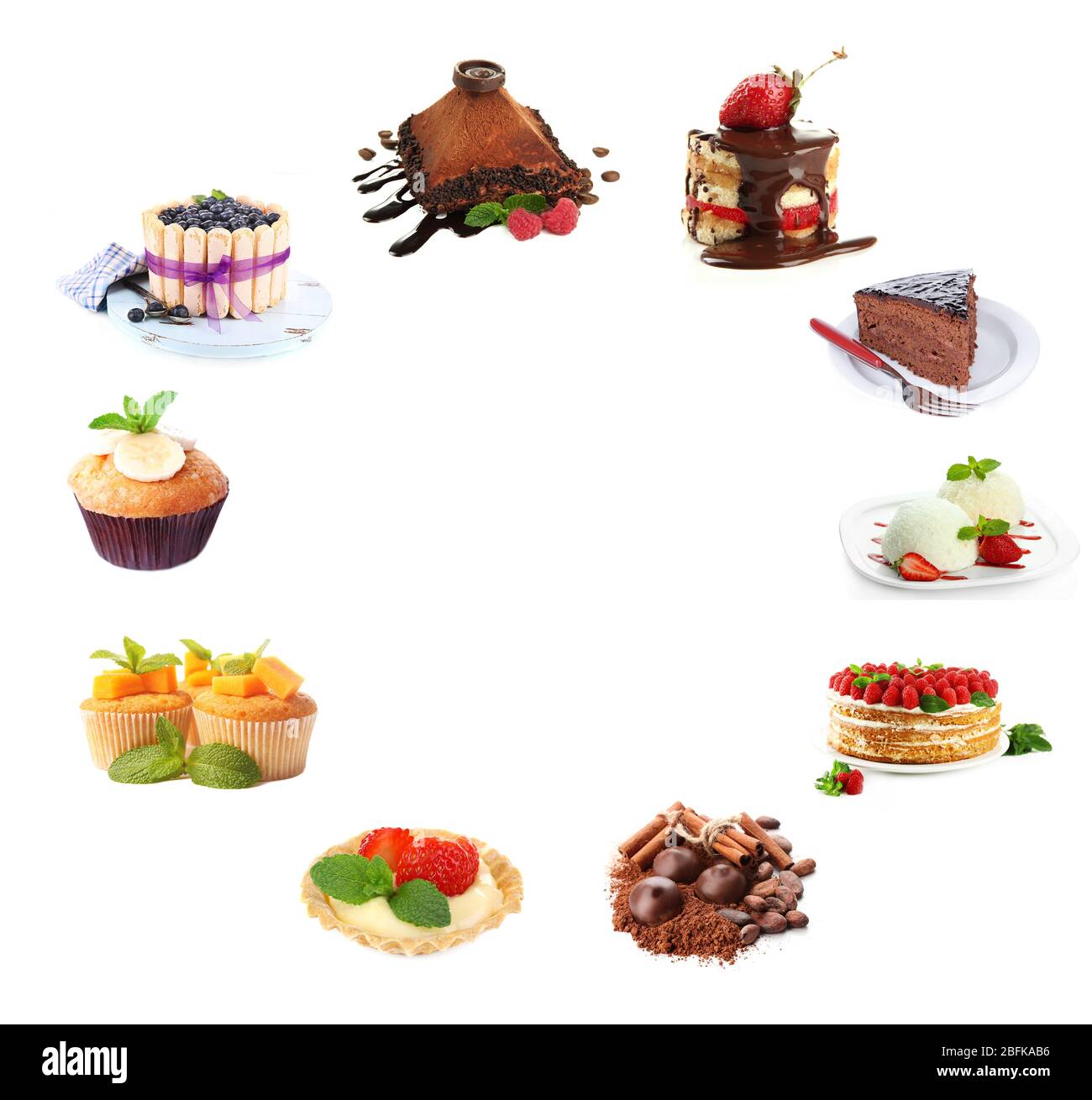 Collage of desserts isolated on white Stock Photo - Alamy