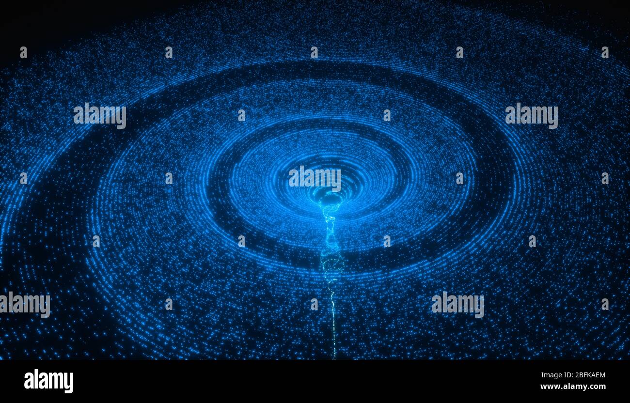 Blue glowing particles, abstract background, 3d rendering. Computer ...