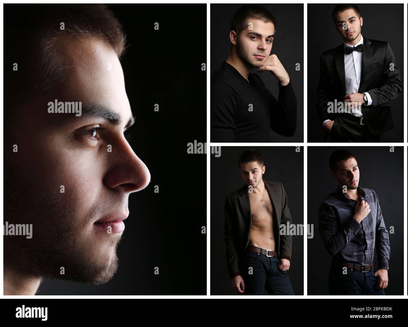 Snapshot of model. Handsome man on black background Stock Photo - Alamy