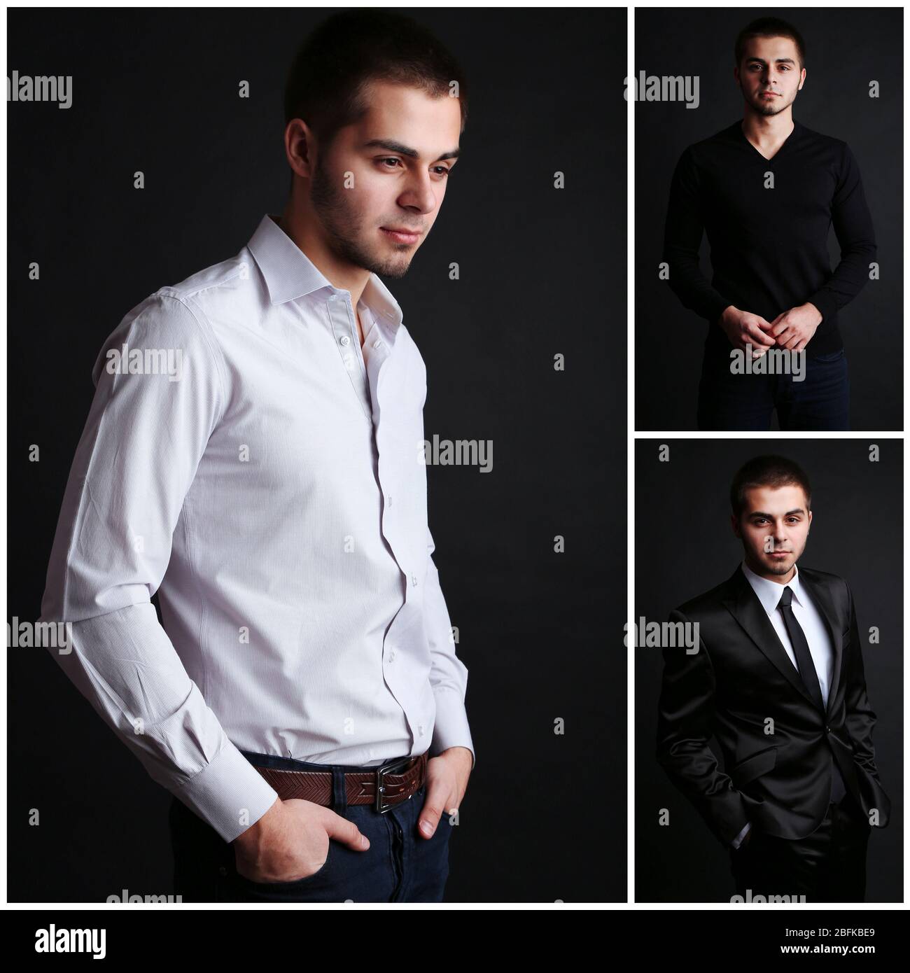 Snapshot of model. Handsome man on black background Stock Photo - Alamy