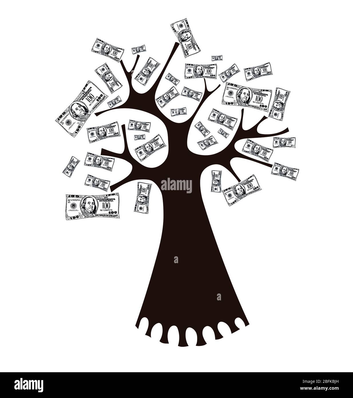 Money concept. Money tree isolated on white. Vector illustration Stock ...