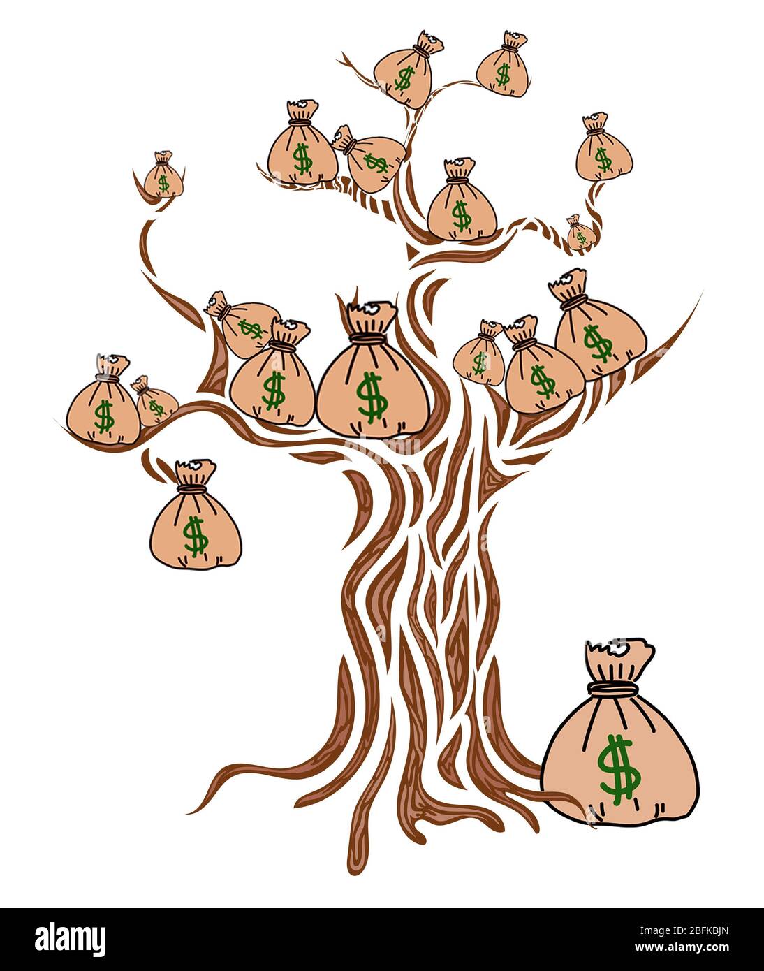 Money concept. Money tree isolated on white. Vector illustration Stock ...