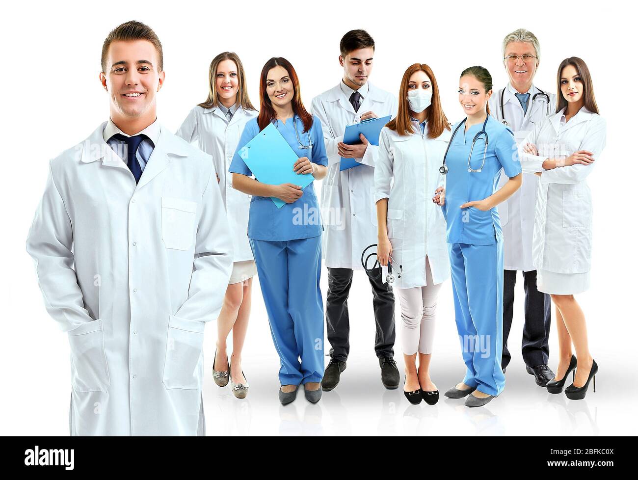 Group of smiling medical doctors isolated on white Stock Photo - Alamy