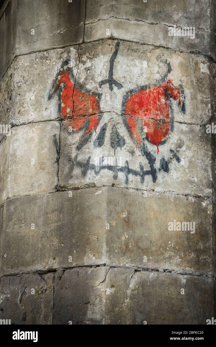 scary graffiti on a old building Stock Photo - Alamy