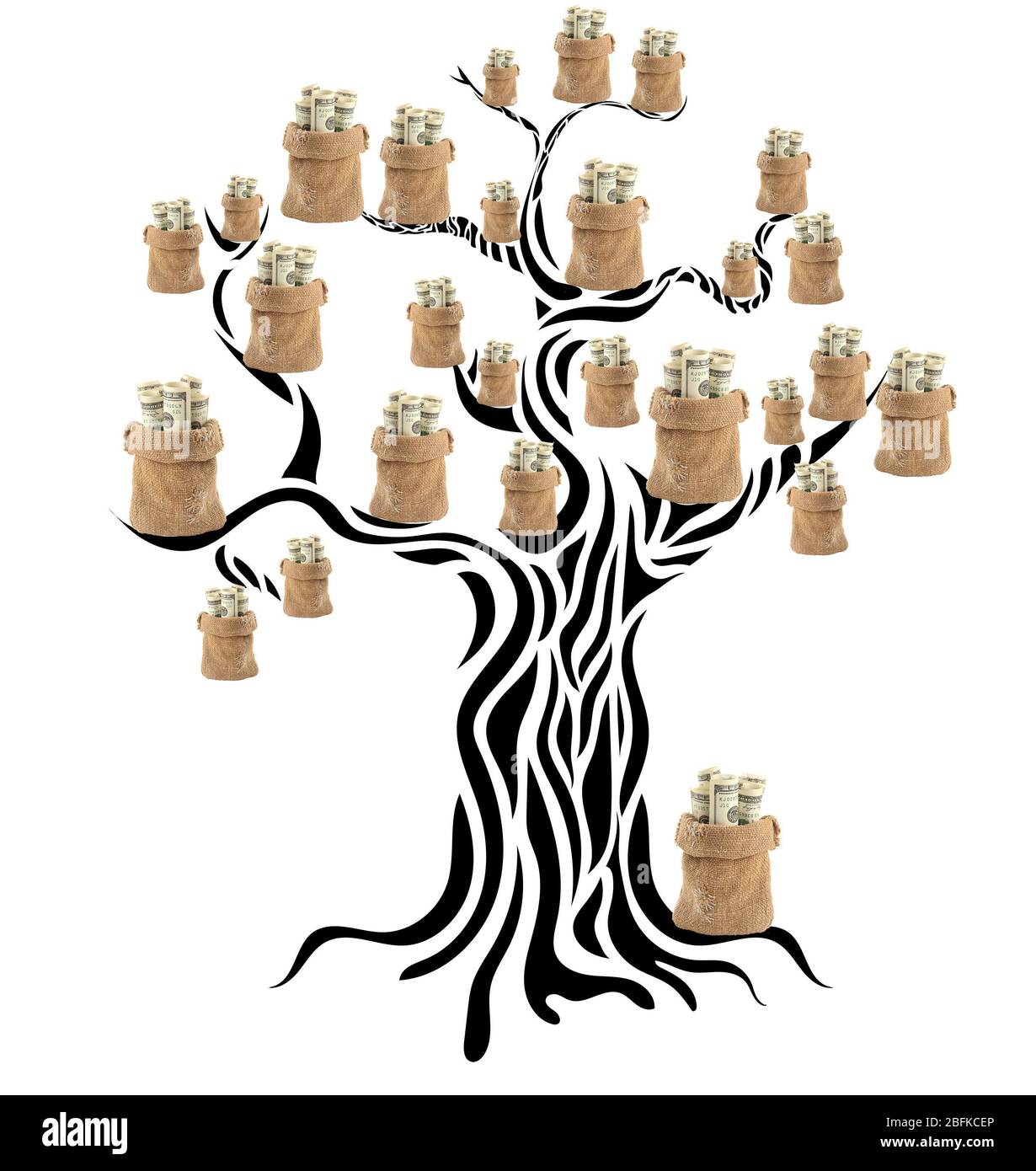 Money concept. Money tree isolated on white. Vector illustration Stock ...