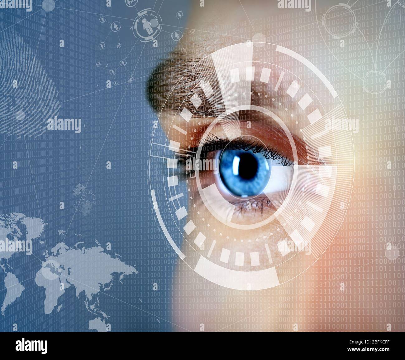 Human eye viewing digital information. Cyber technology concept Stock ...
