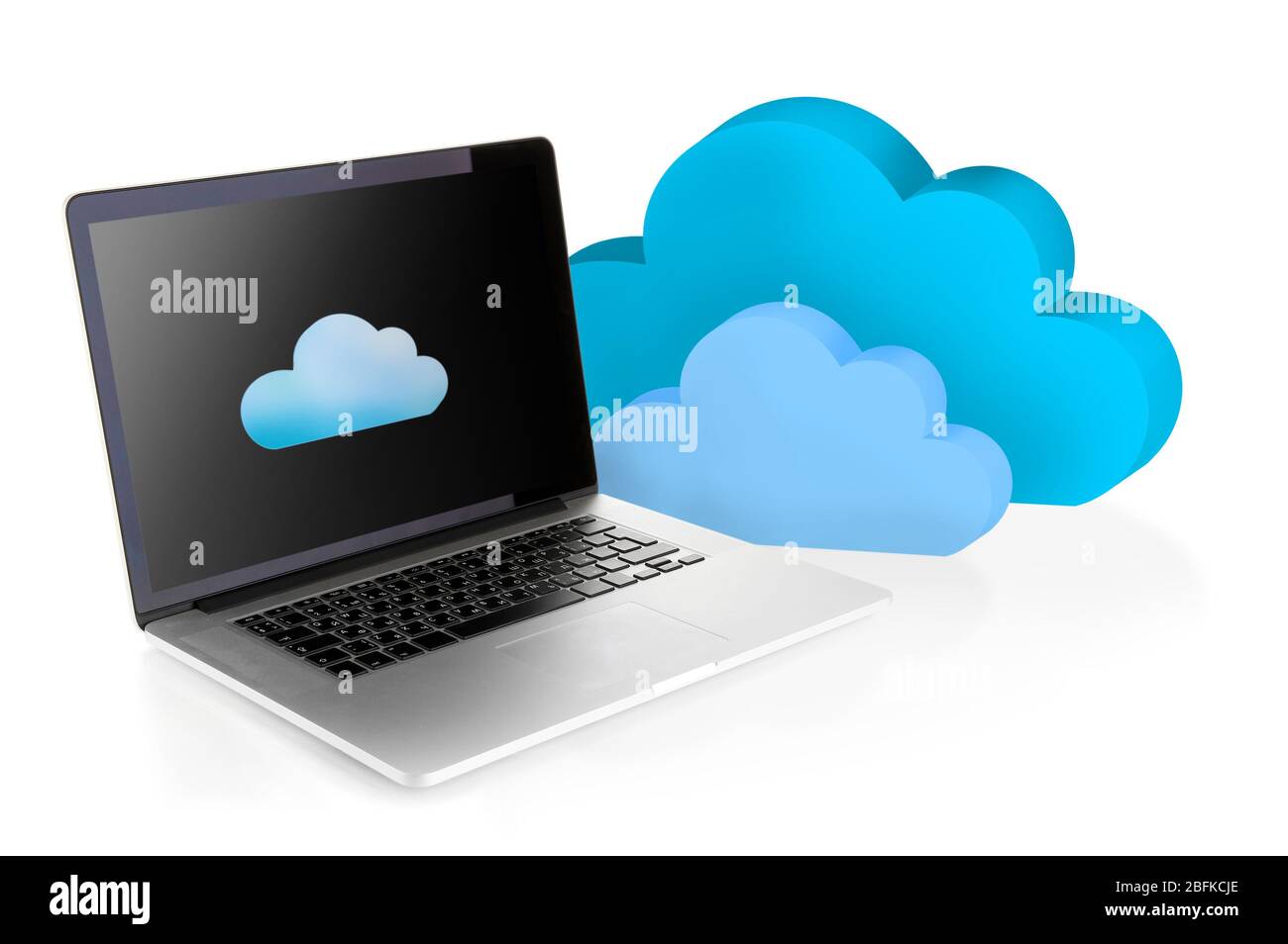 Laptop with clouds. Cloud computing concept Stock Photo - Alamy