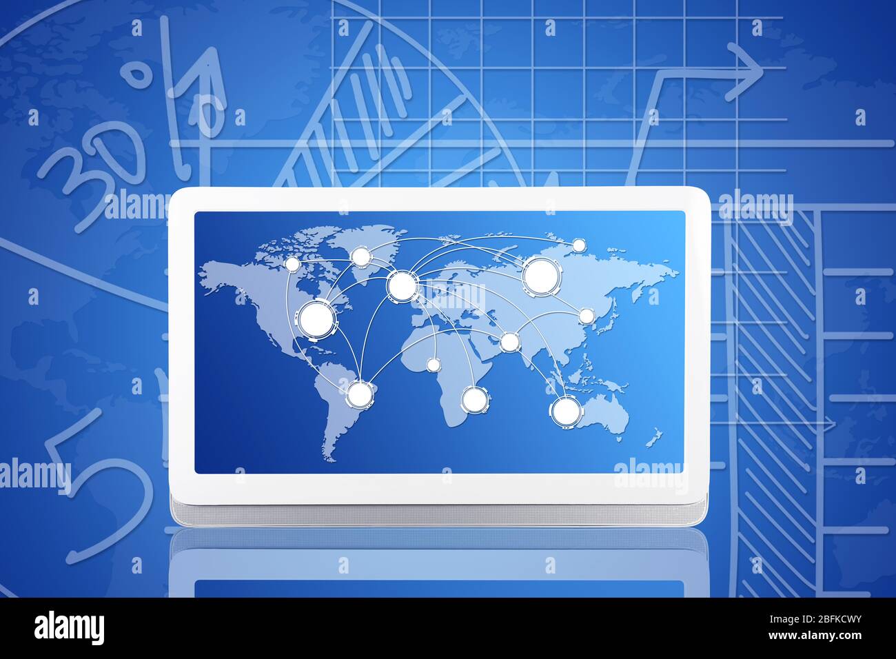 Tablet -pc with chart and graphs on screen, technology concept Stock ...