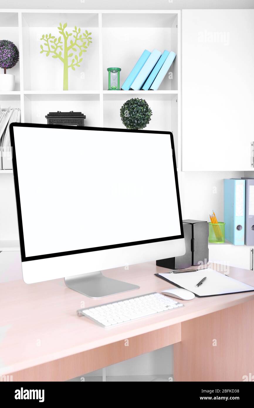 Office workplace with modern computer Stock Photo - Alamy