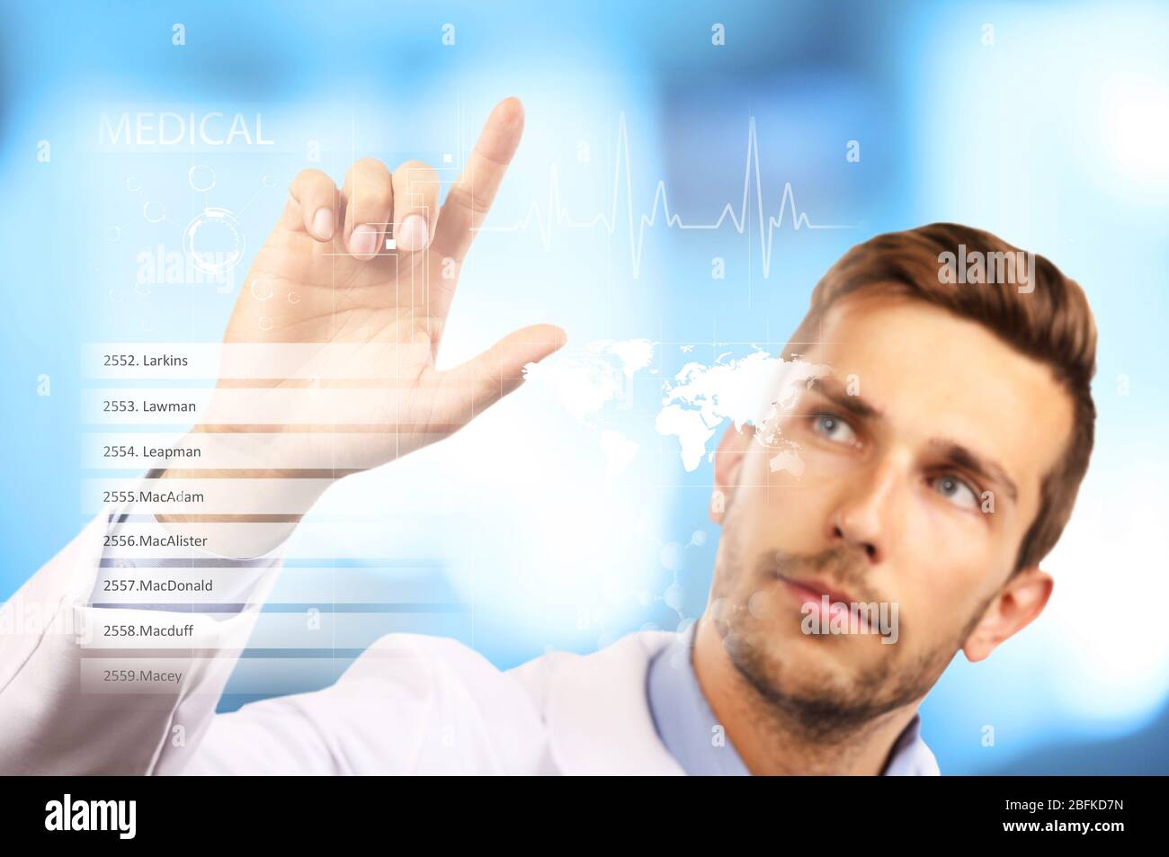 Medicine doctor working with modern computer interface.Modern medical ...