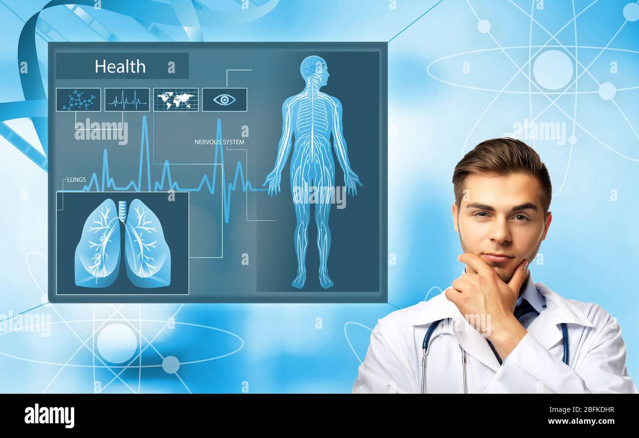 Medicine doctor working with modern computer interface.Modern medical ...