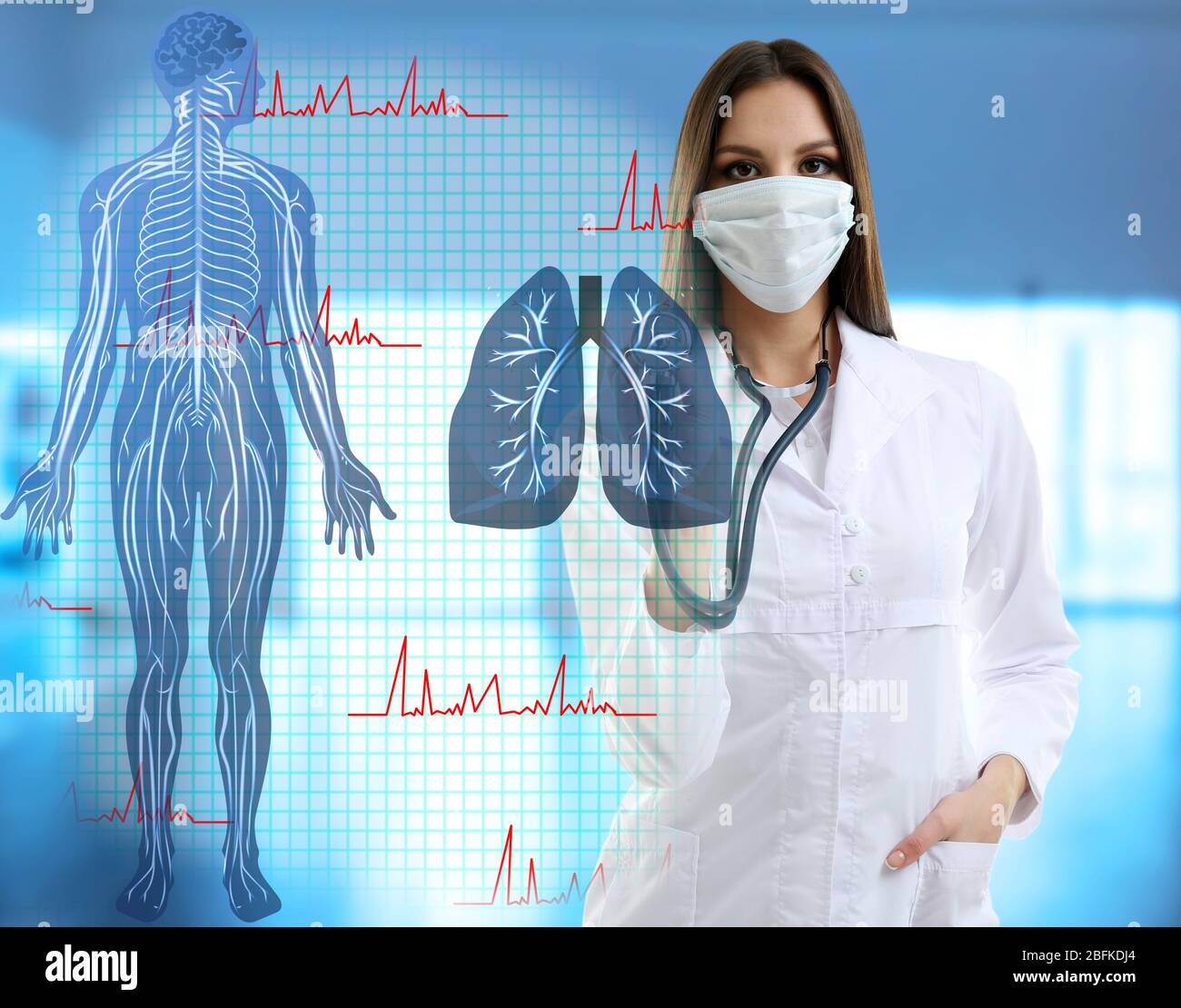 Medicine doctor working with modern computer interface.Modern medical ...