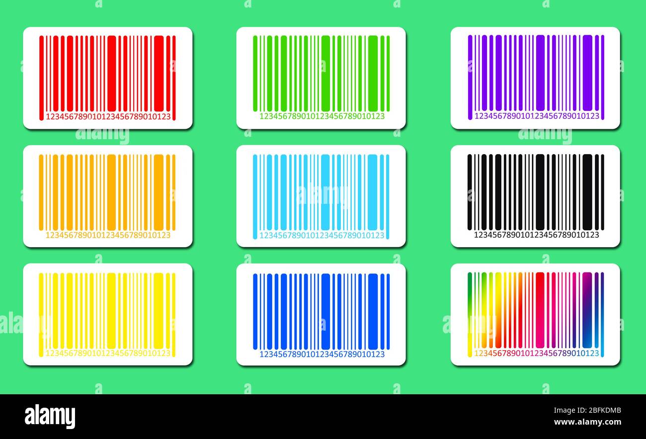 Bright bar codes on green background. Vector image Stock Photo - Alamy