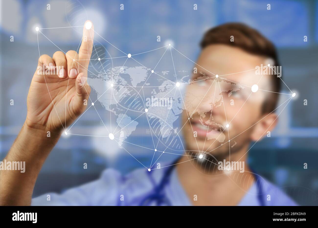 Medicine doctor working with modern computer interface.Modern medical ...