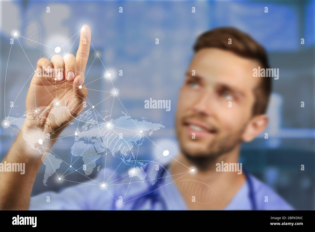 Medicine doctor working with modern computer interface.Modern medical ...