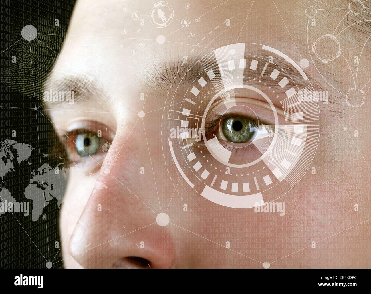 Human eye viewing digital information. Cyber technology concept Stock ...