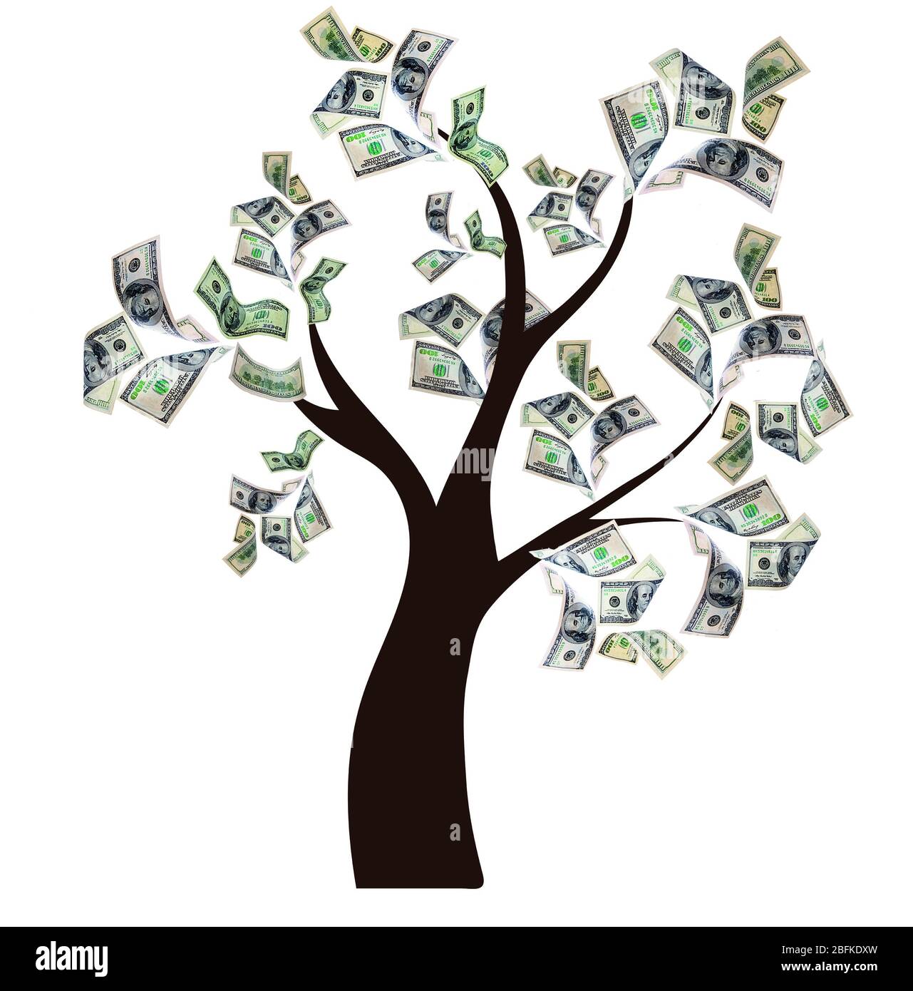 Money concept. Money tree isolated on white. Vector illustration Stock ...