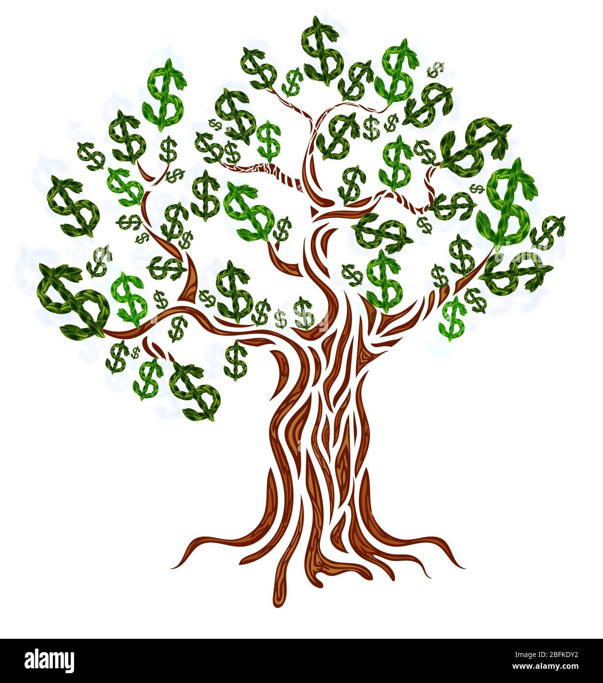 Money concept. Money tree isolated on white. Vector illustration Stock ...
