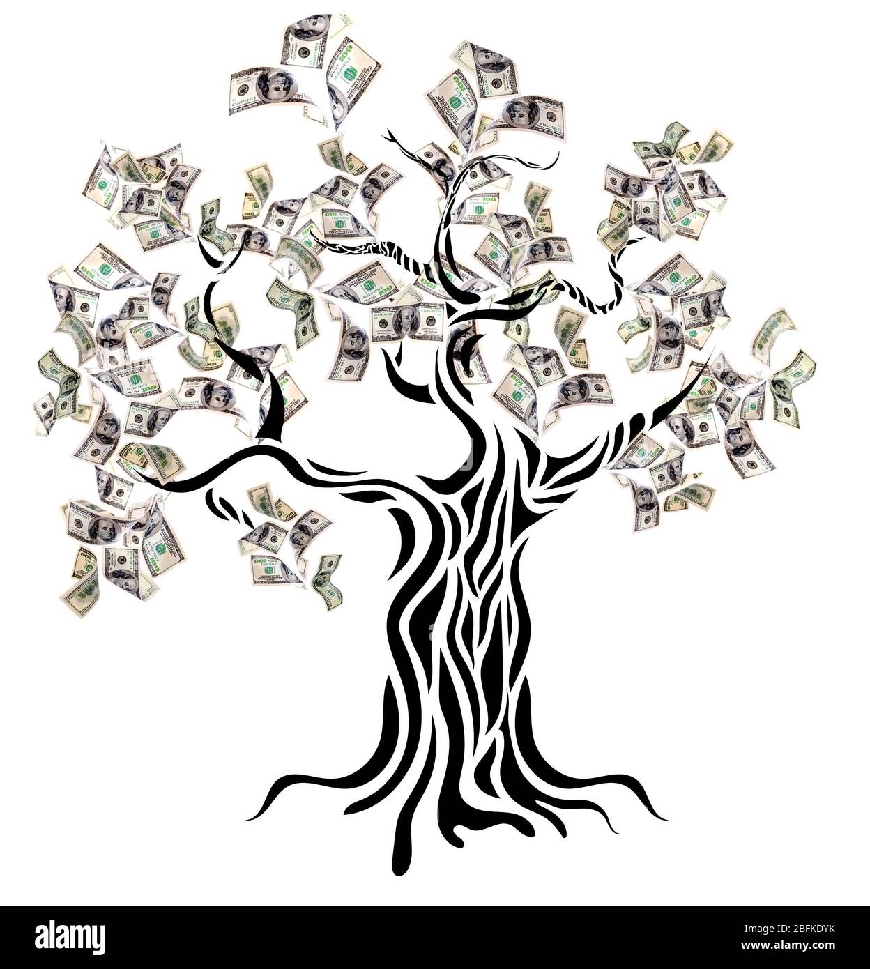 Money concept. Money tree isolated on white. Vector illustration Stock ...