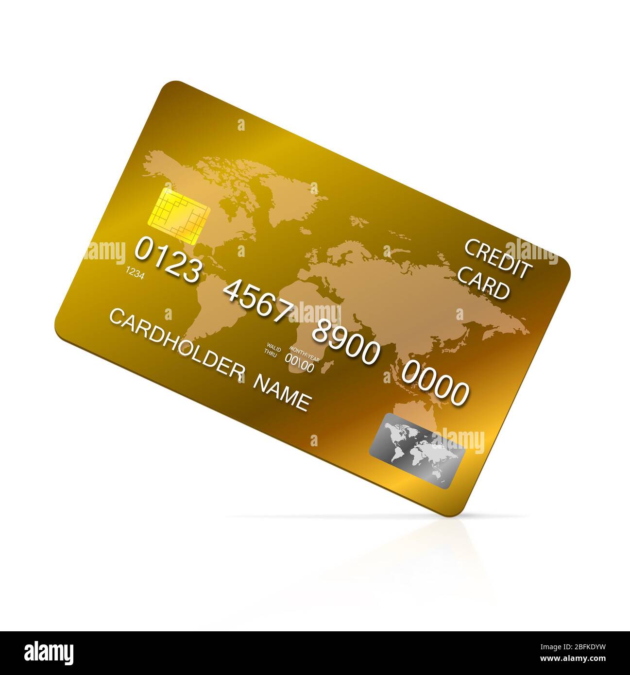 Vector illustration of detailed golden credit card, isolated on white ...