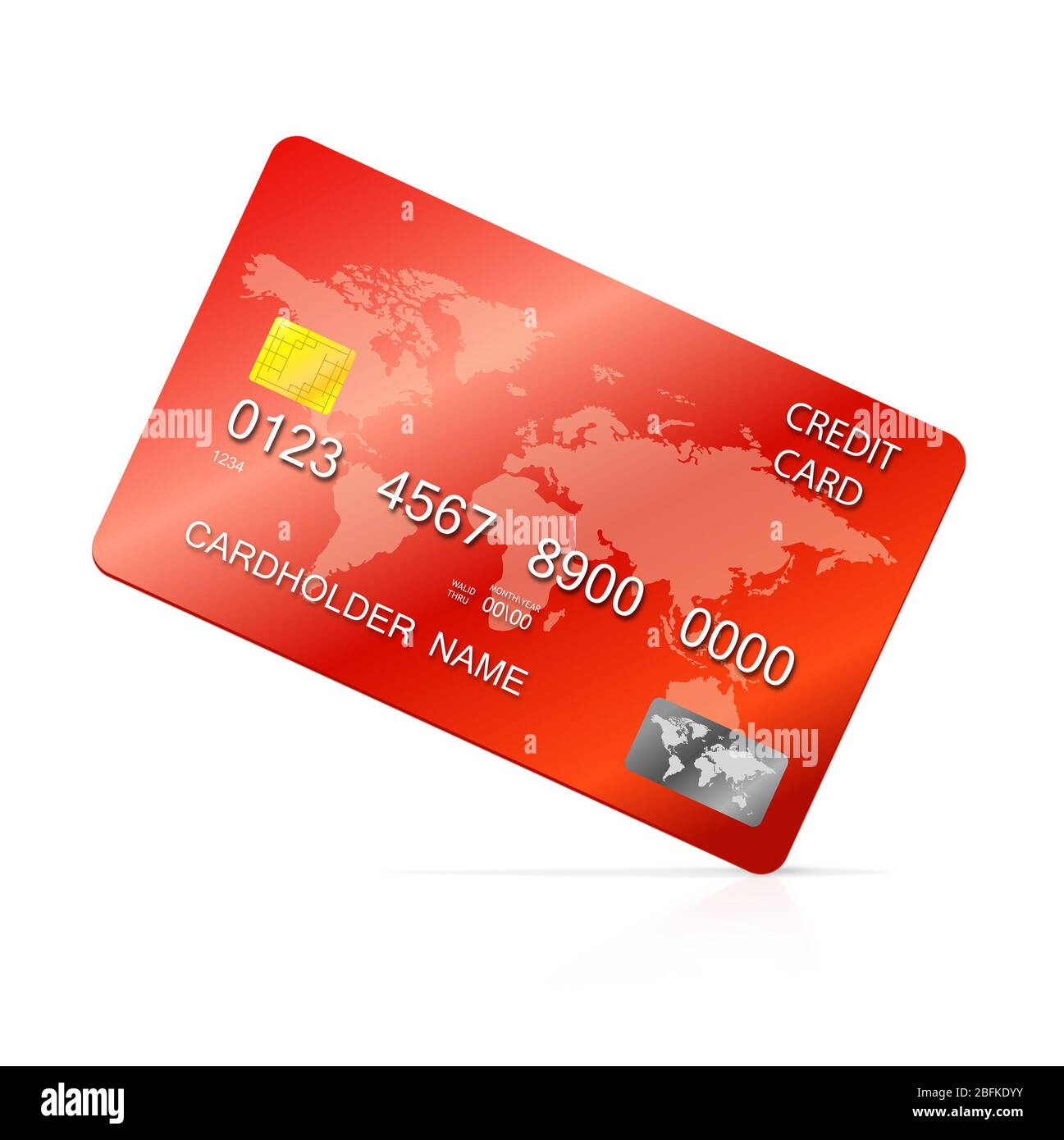 Vector illustration of detailed red credit card, isolated on white ...