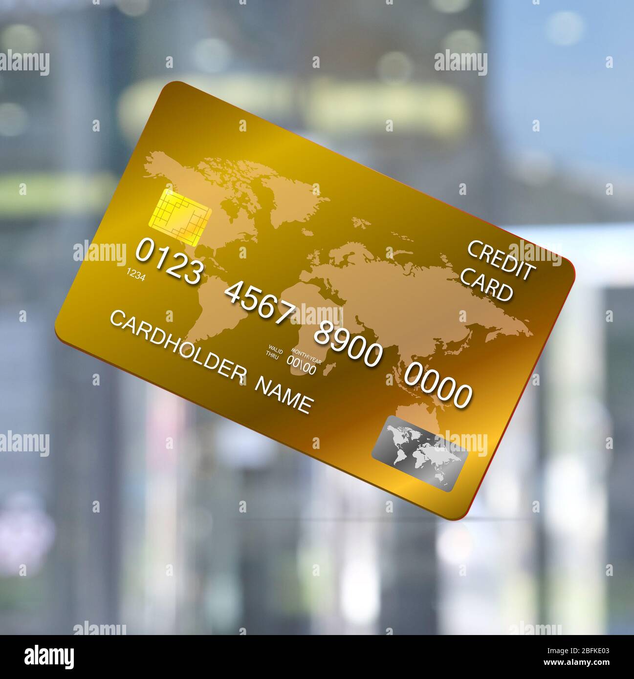 Vector illustration of detailed golden credit card on abstract ...
