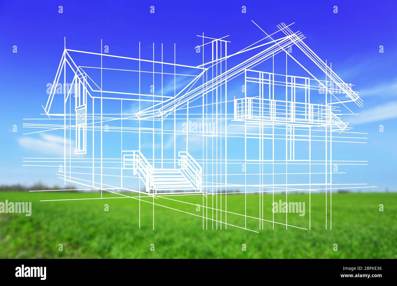 New house project on nature background, close up Stock Photo - Alamy