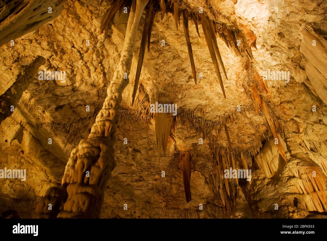 Interior of the Avshalom Stalactite Cave Nature Reserve (also called ...