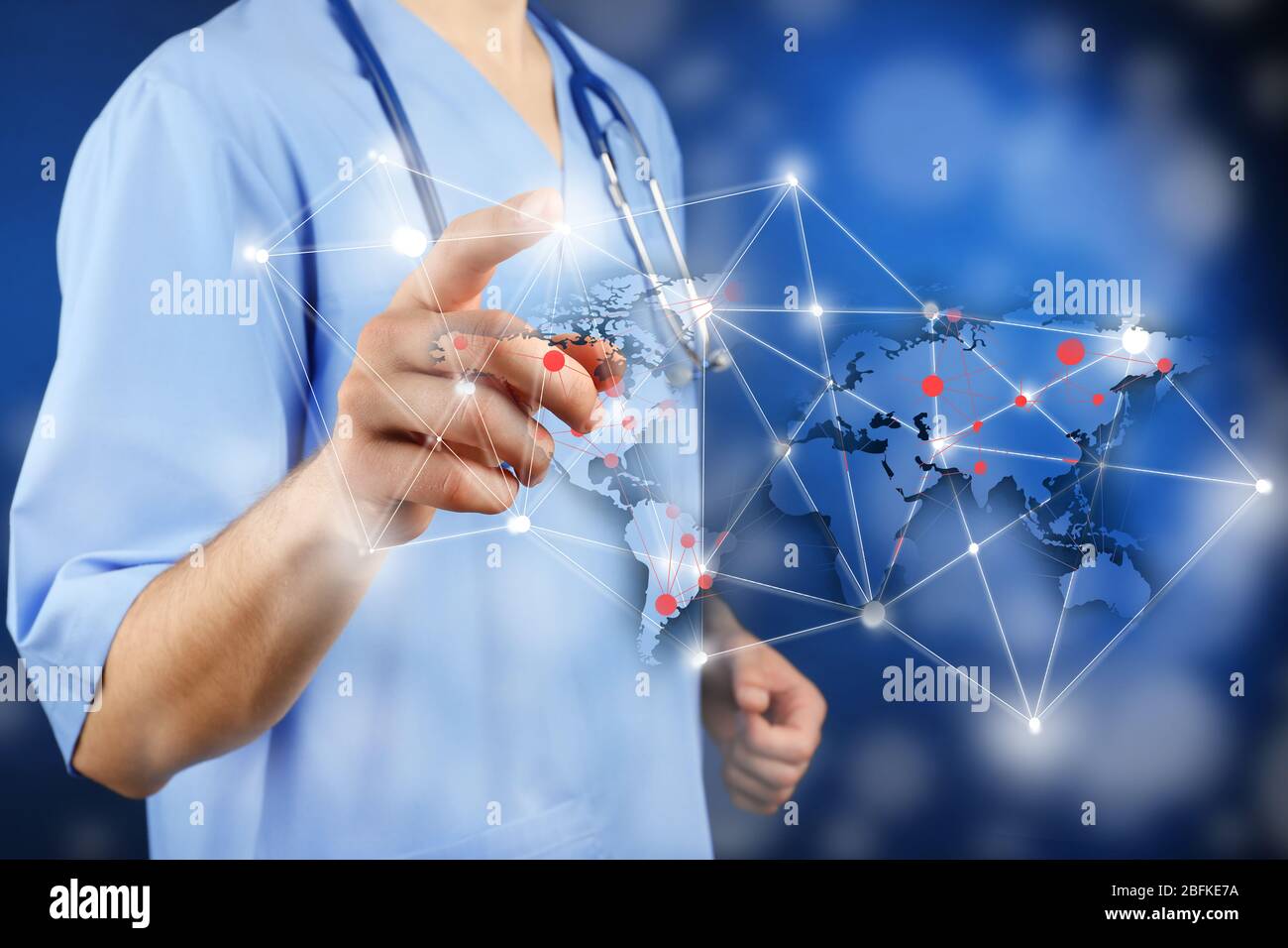 Medicine doctor working with modern computer interface.Modern medical ...