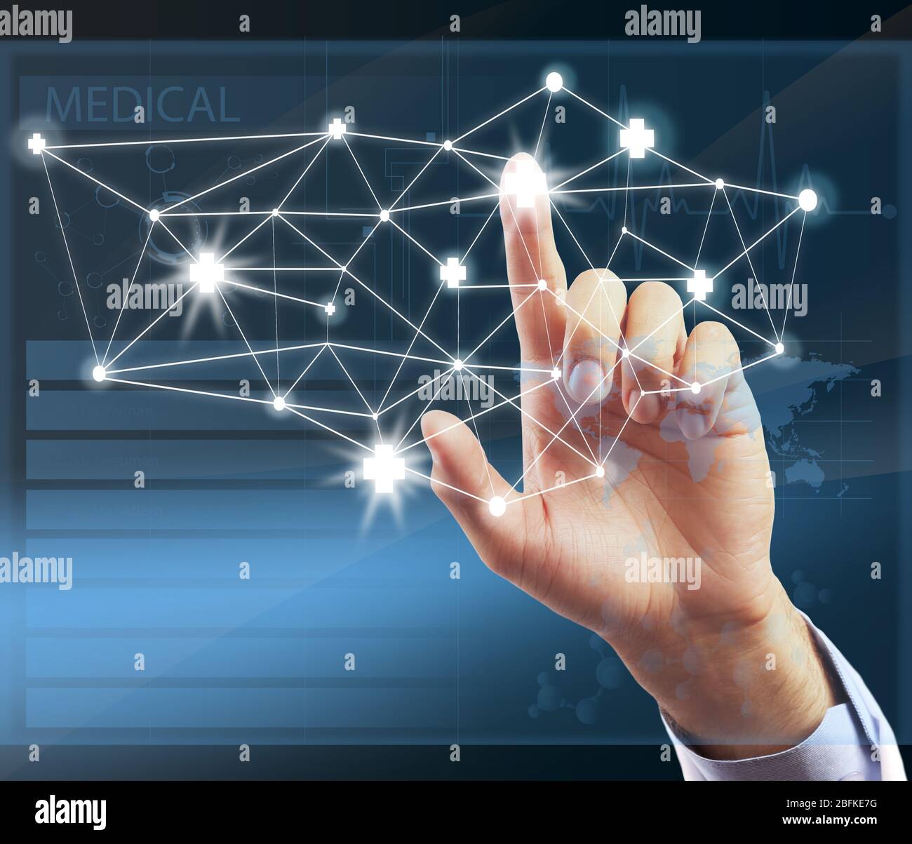 Medicine doctor working with modern computer interface.Modern medical ...
